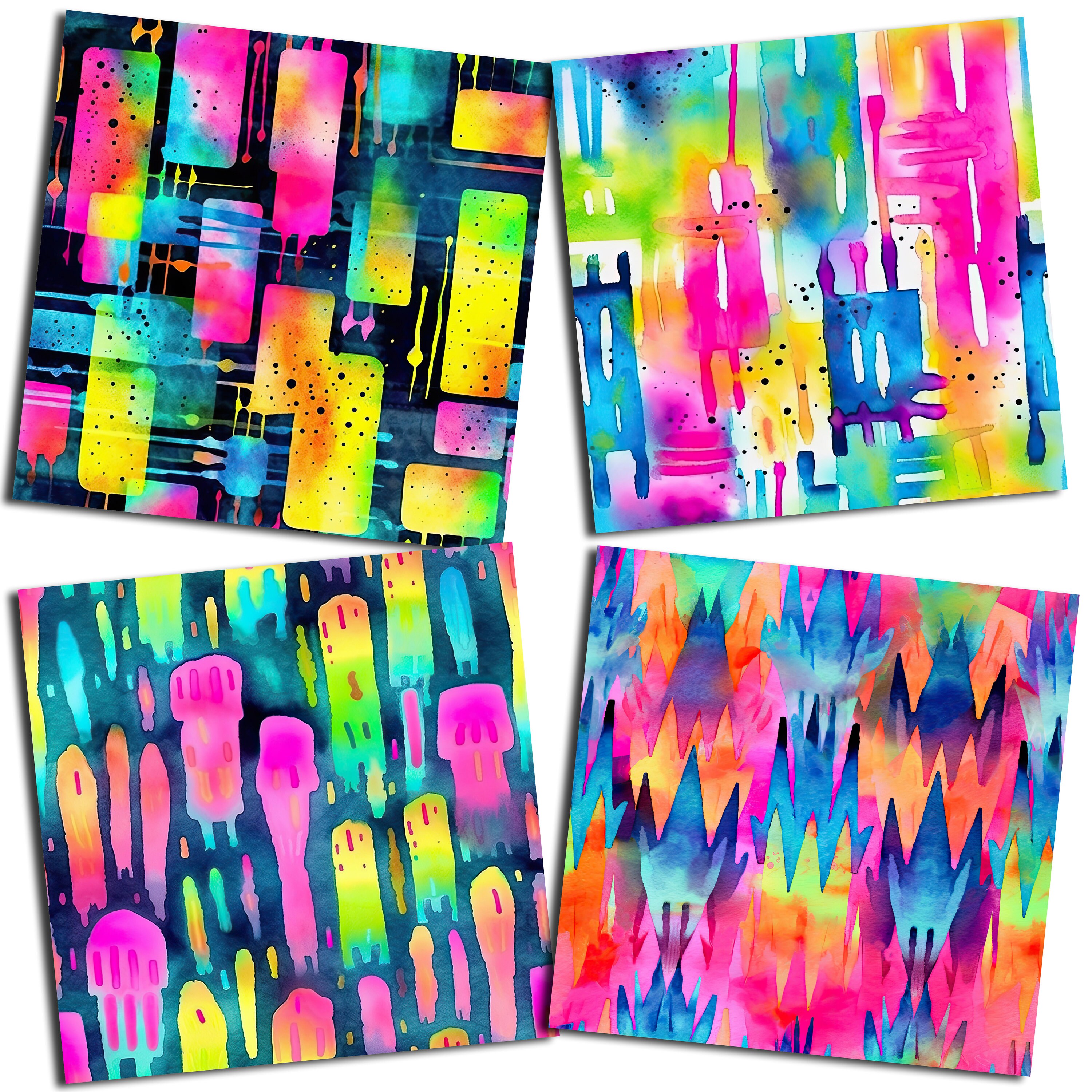 Colour Infusion Watercolour Neon Digital Paper Pack - Etsy