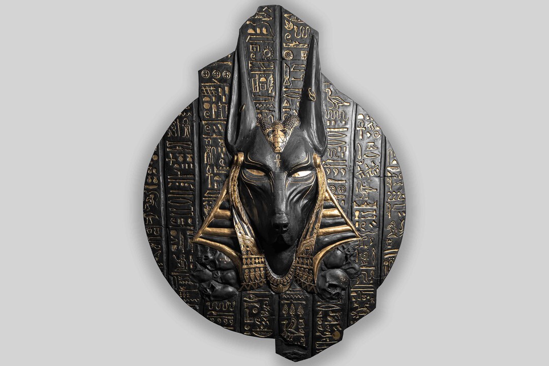 Art Bas-relief Anubis Egypt Design Painting Interior Art Black Gold ...