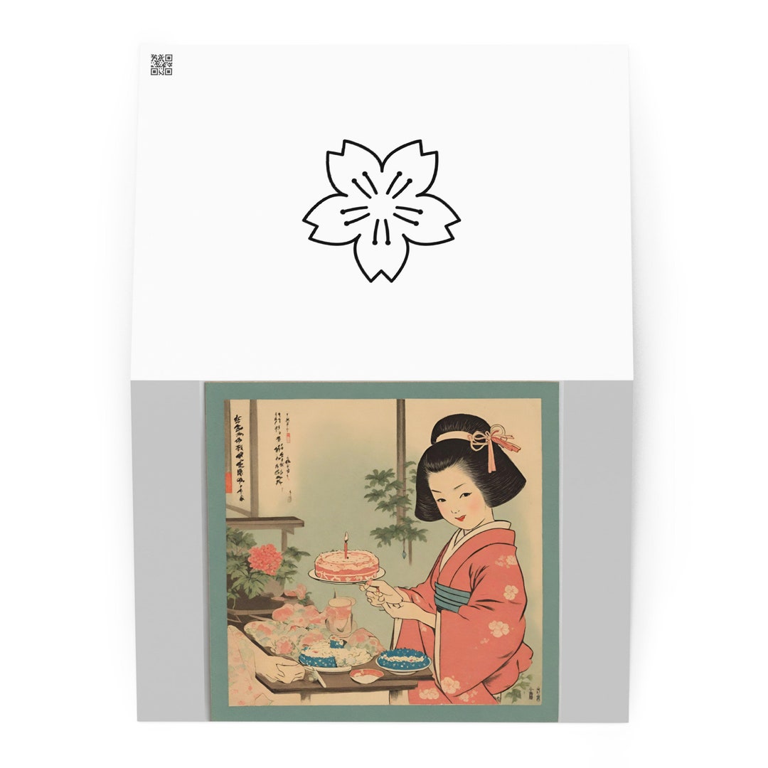 Vintage Theme Japanese Birthday Card: Handcrafted and Unique, Perfect ...