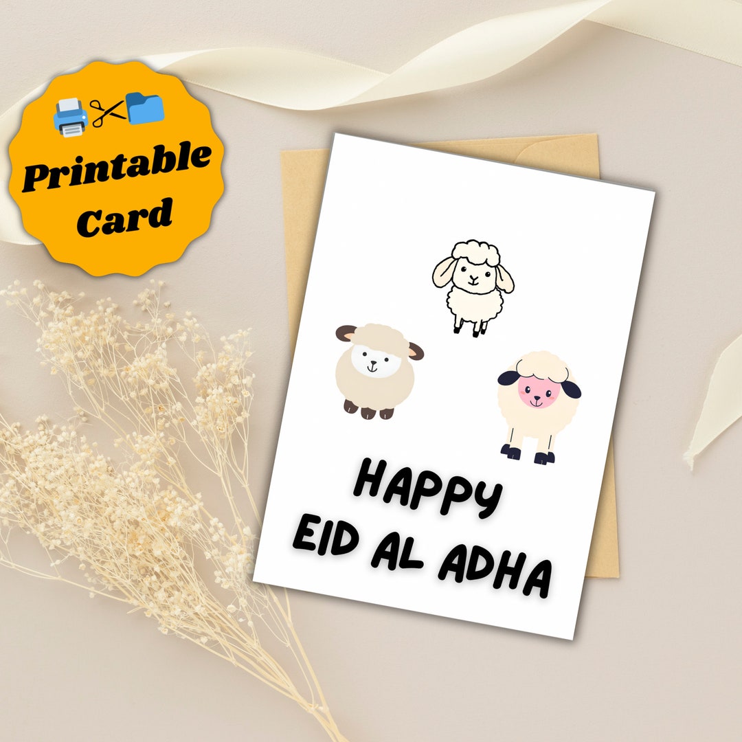 Happy Eid Al Adha Card, Printable Eid Gift for Kids, Cute Eid Card ...