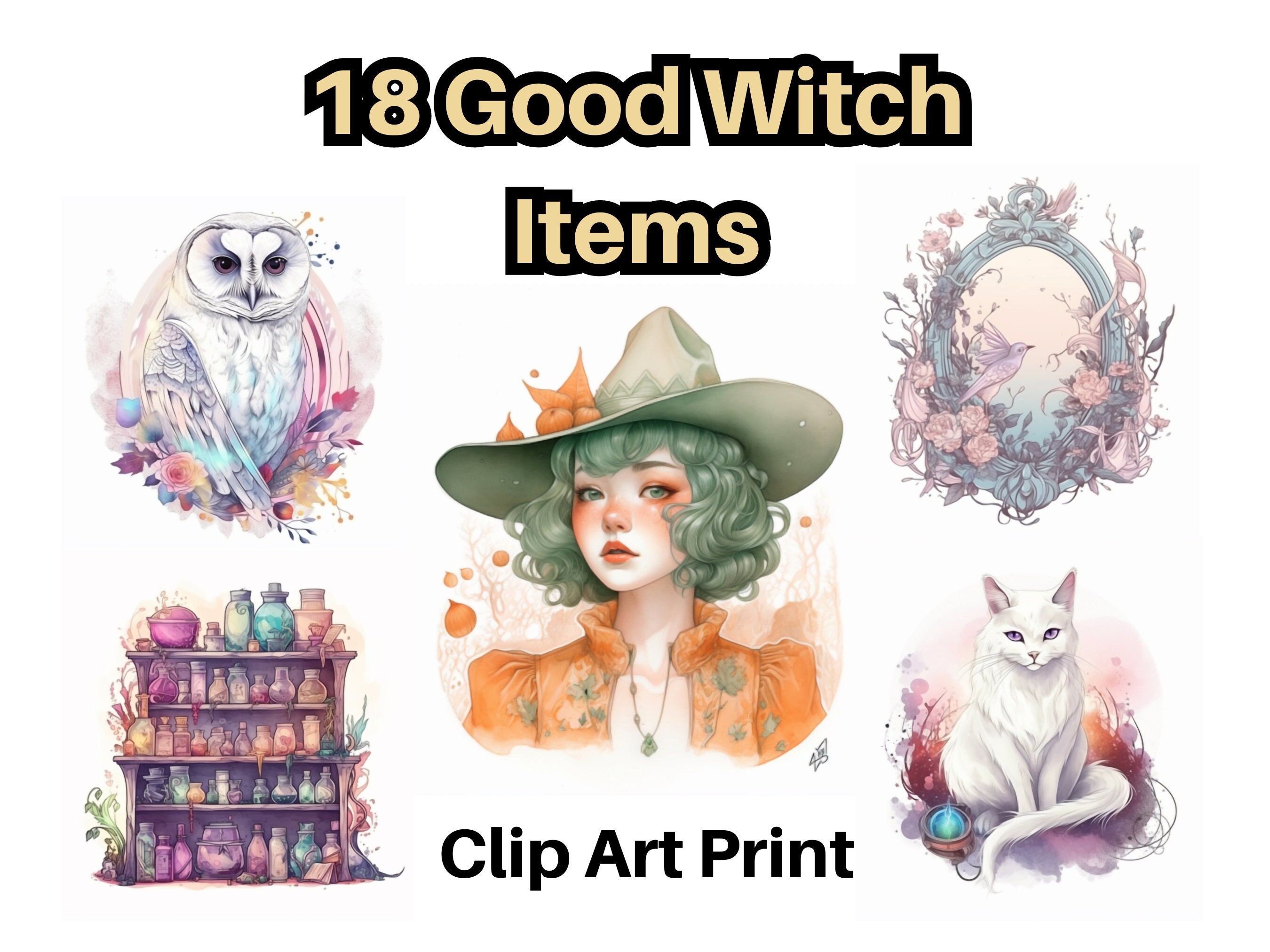 Good Witch Items Clipart, Witch Clip Art Png, Magic Clip Art, Mystical ...