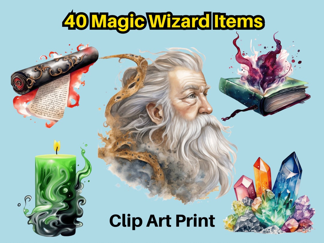 Wizards Items, Watercolor, Clipart Bundle, Witch Clipart, Magic Clip ...