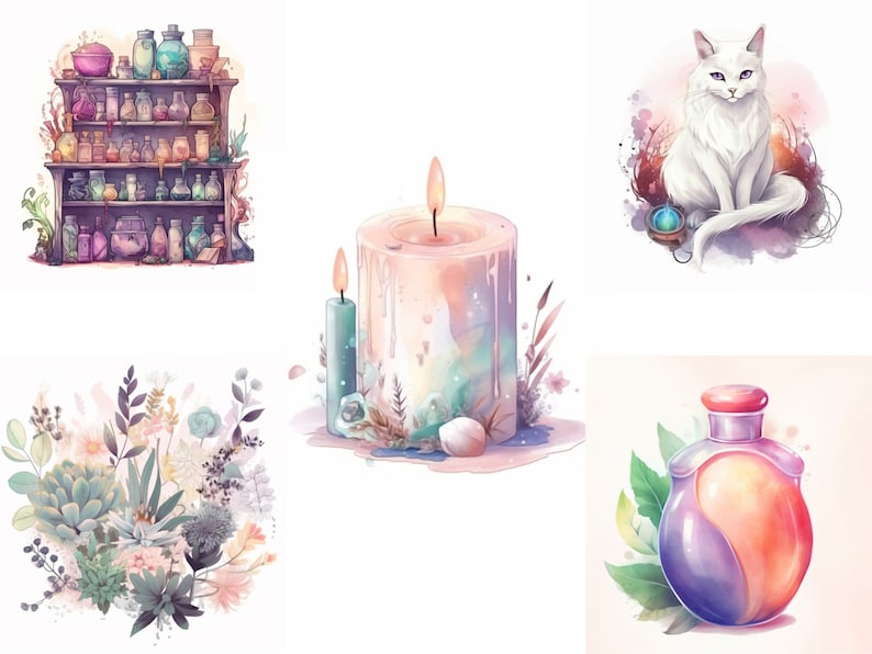 Good Witch Items Clipart, Witch Clip Art Png, Magic Clip Art, Mystical ...