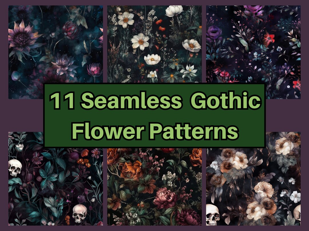 Gothic Flower Seamless Pattern, Watercolor Bundle,dark Academia,floral ...