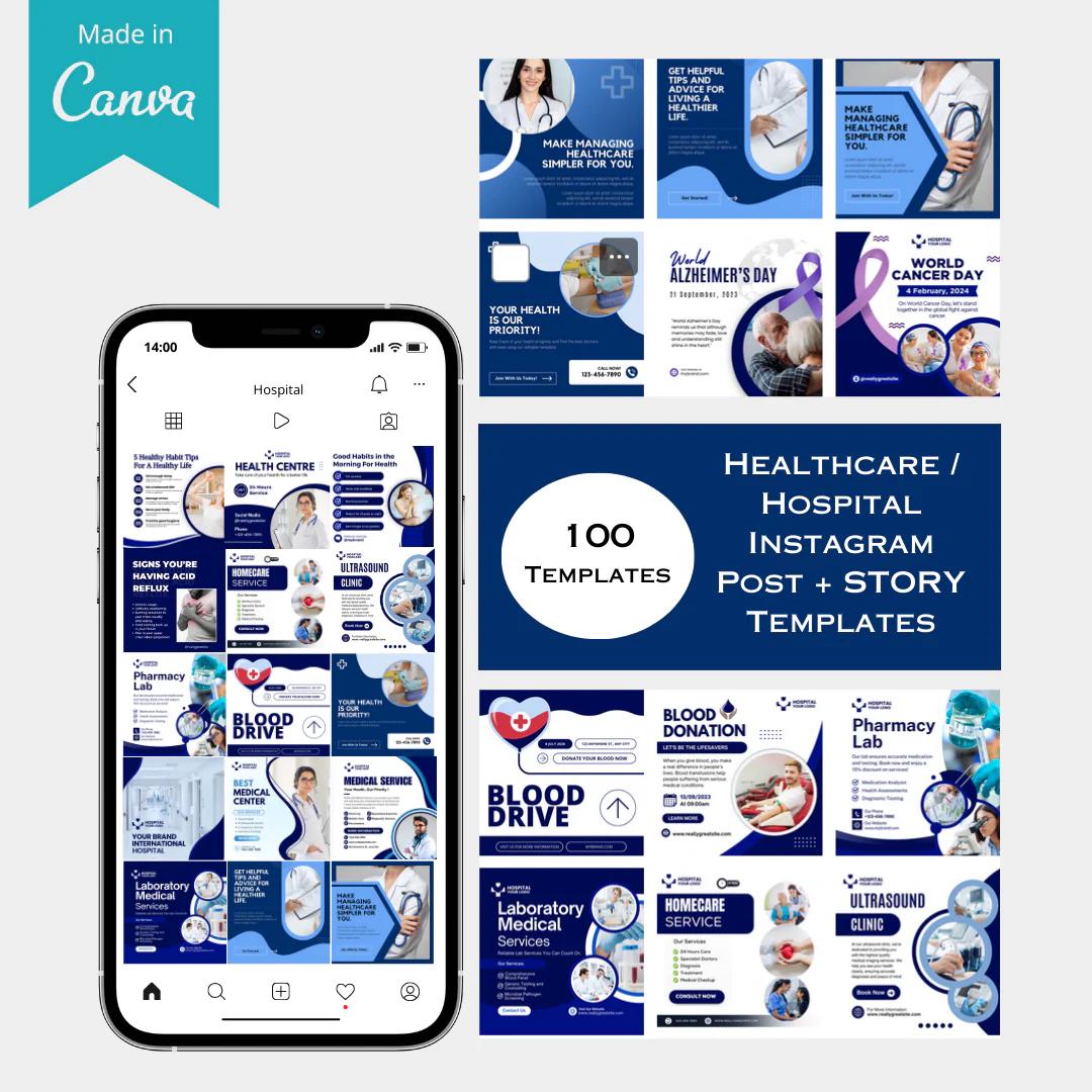 Medical Doctor Instagram Pack, Hospital Social Media Posts, Instant ...