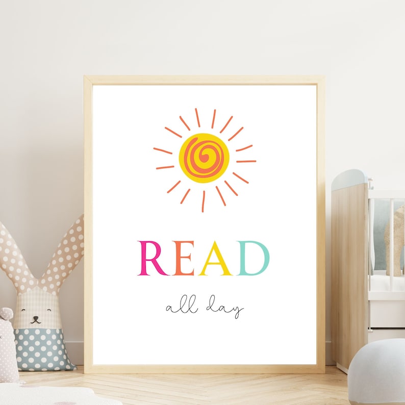 Read All Day Printable Sign, Reading Corner Sign, Let's Read Print ...