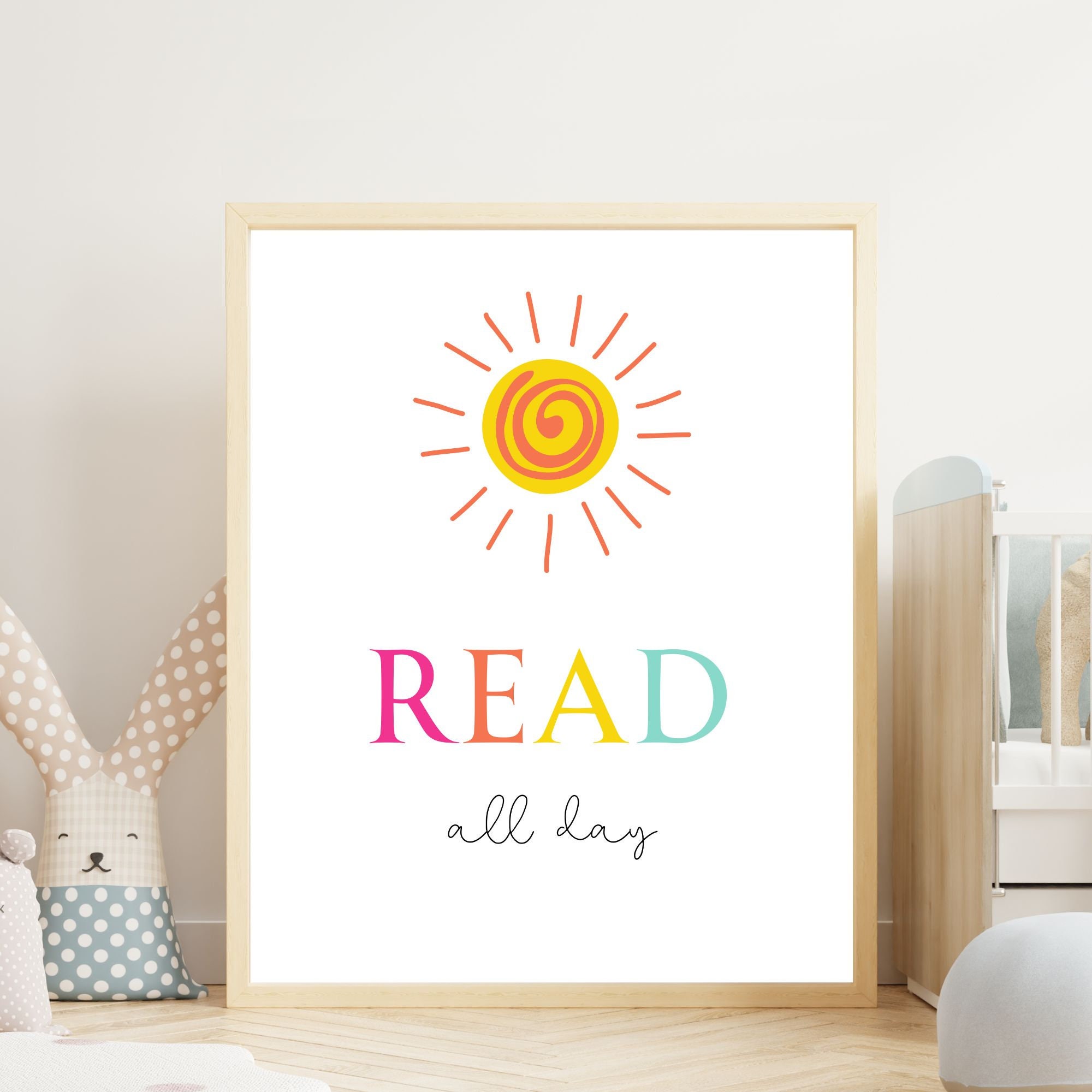 Read All Day Printable Sign, Reading Corner Sign, Let's Read Print ...