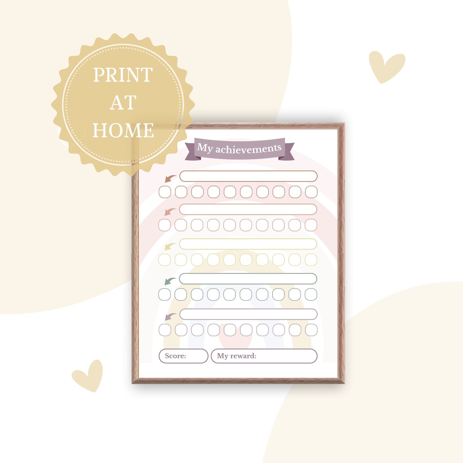 EDITABLE Achievement Chart for Kids, Customizable Chart, Rainbow Chore ...