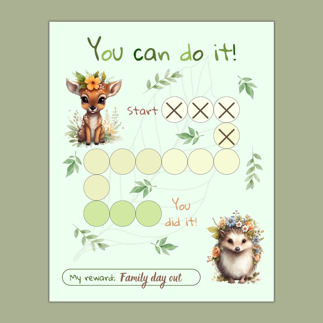 Forest Animal Reward Chart for Kids, Potty Training Reward Chart, Good ...