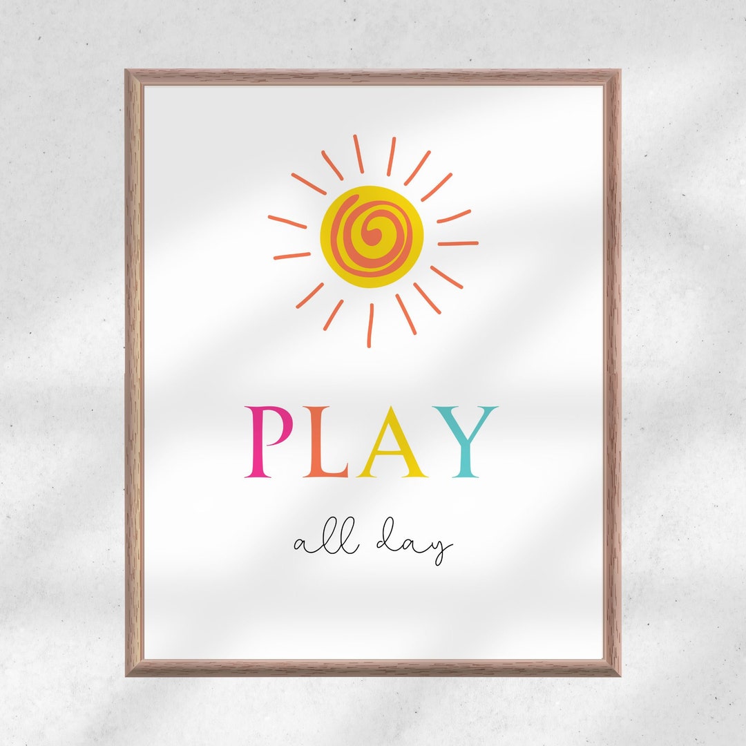 Playroom Sign, Playroom Poster, Play All Day, Kids Pastel Playroom ...