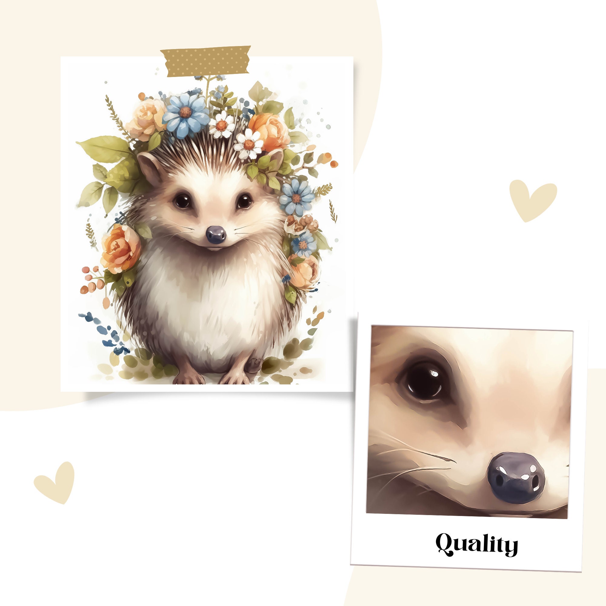 Set of 3, Inspirational Nursery Prints, Cute Hedgehog With Flowers ...