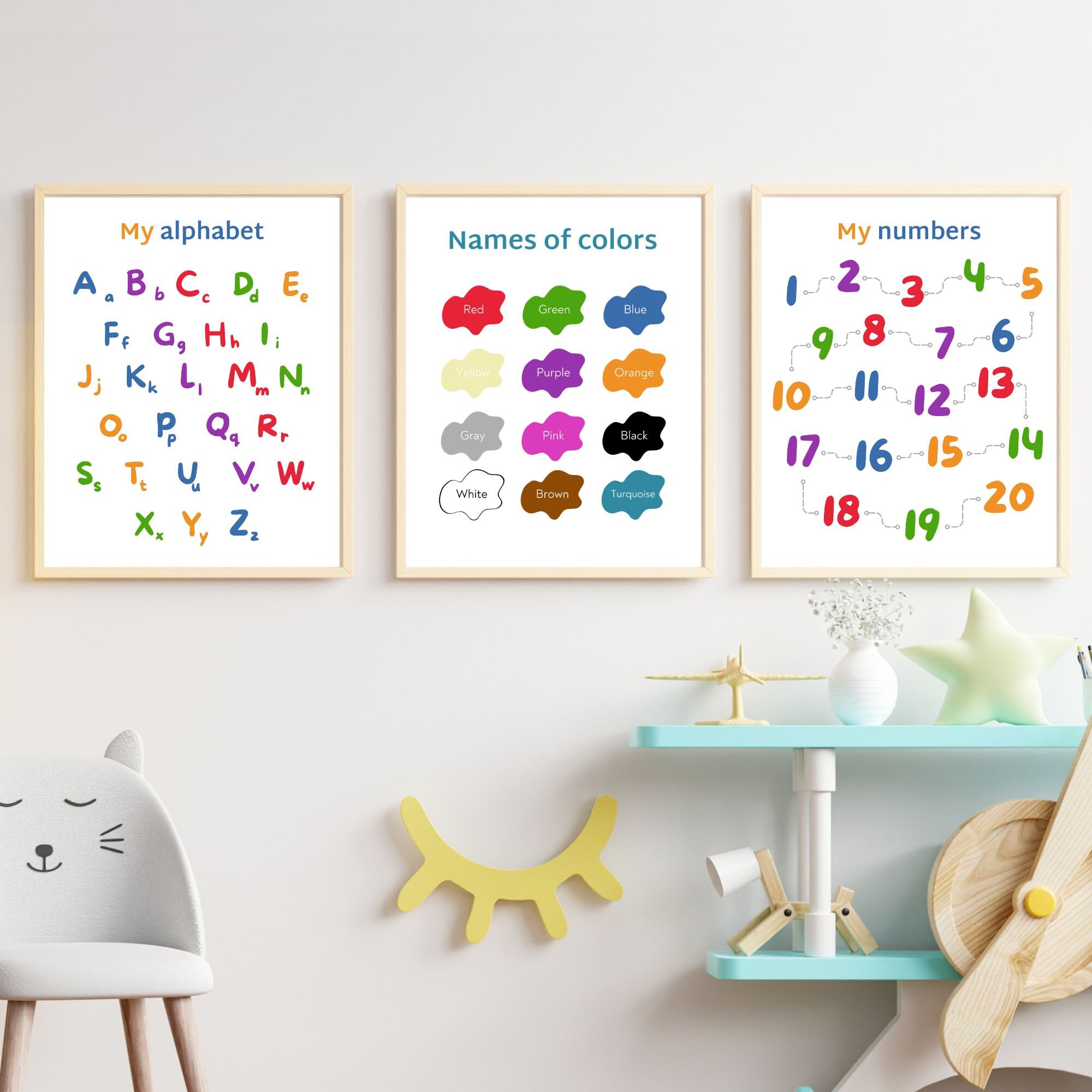 Classroom Posters, Alphabet, Numbers,colors, Preschool Learning ...