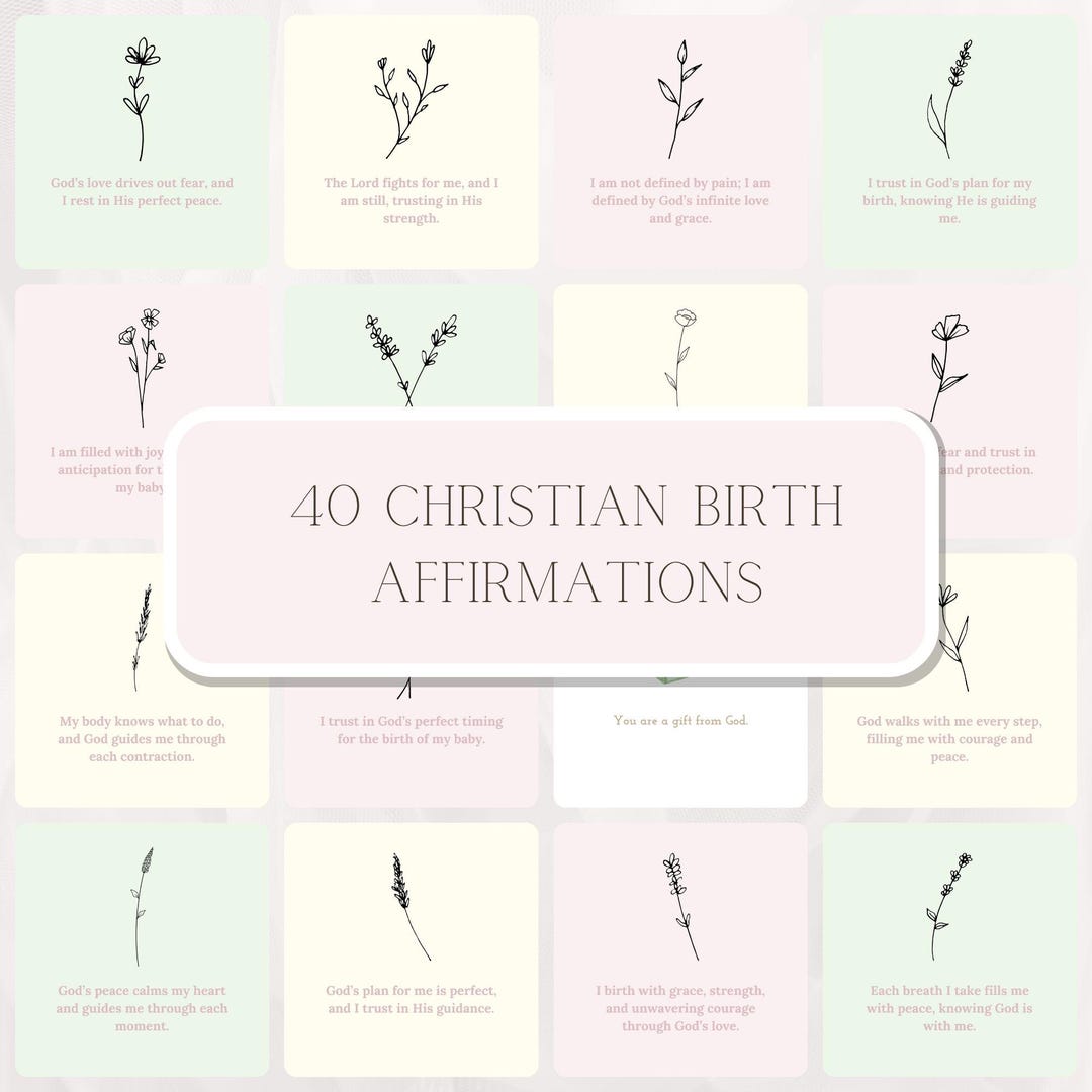 40 Christian Birth Affirmation Cards: Scripture Quotes (digital ...