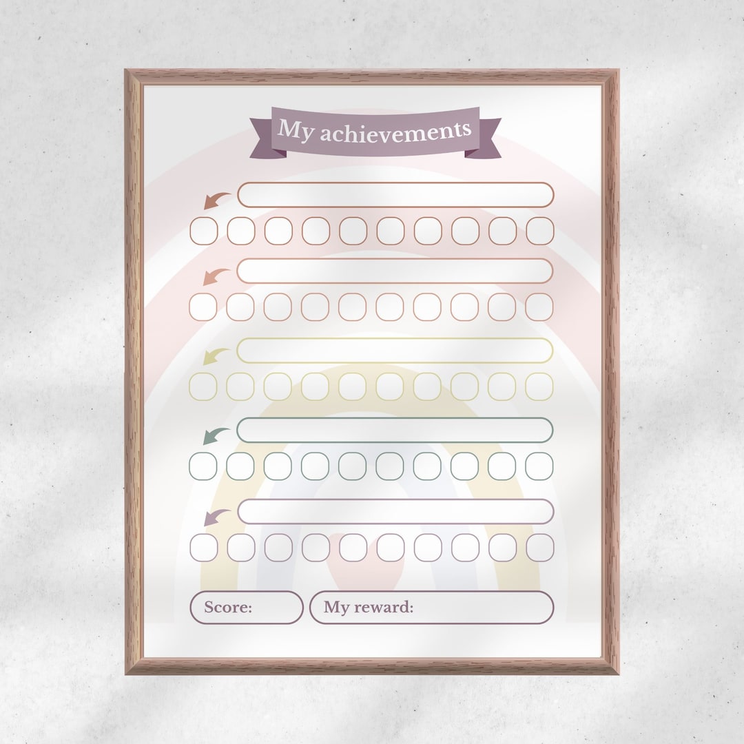 EDITABLE Achievement Chart for Kids, Customizable Chart, Rainbow Chore ...