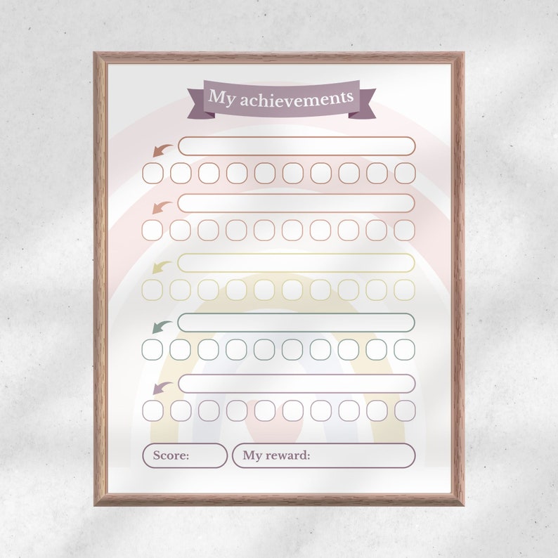 EDITABLE Achievement Chart for Kids, Customizable Chart, Rainbow Chore ...