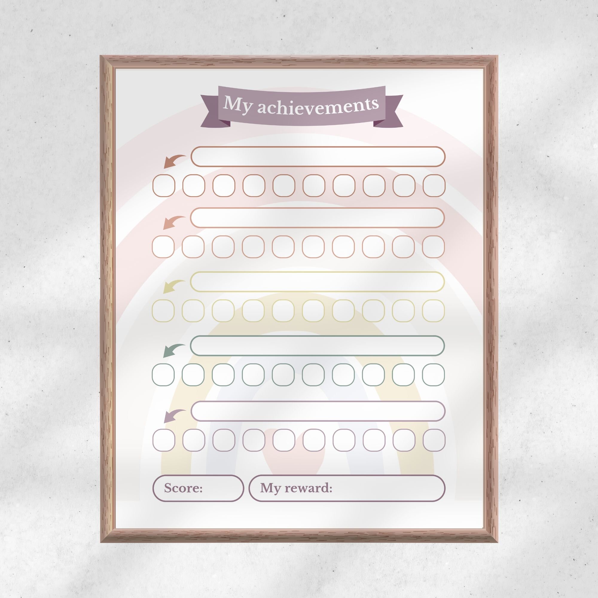 EDITABLE Achievement Chart for Kids, Customizable Chart, Rainbow Chore ...