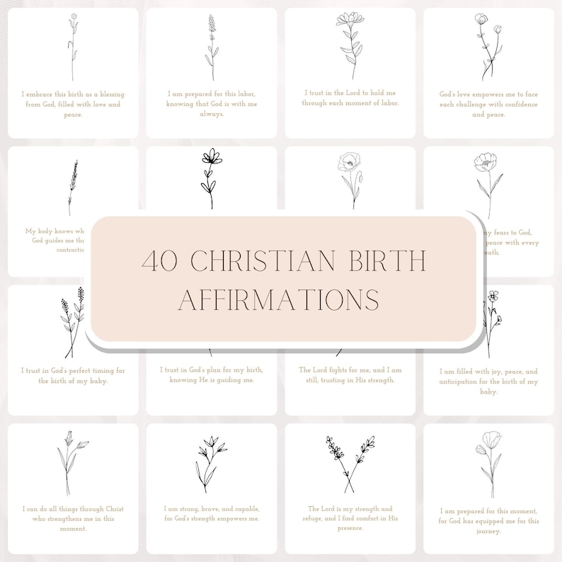 40 Christian Birth Affirmation Cards – Printable Digital Download for ...