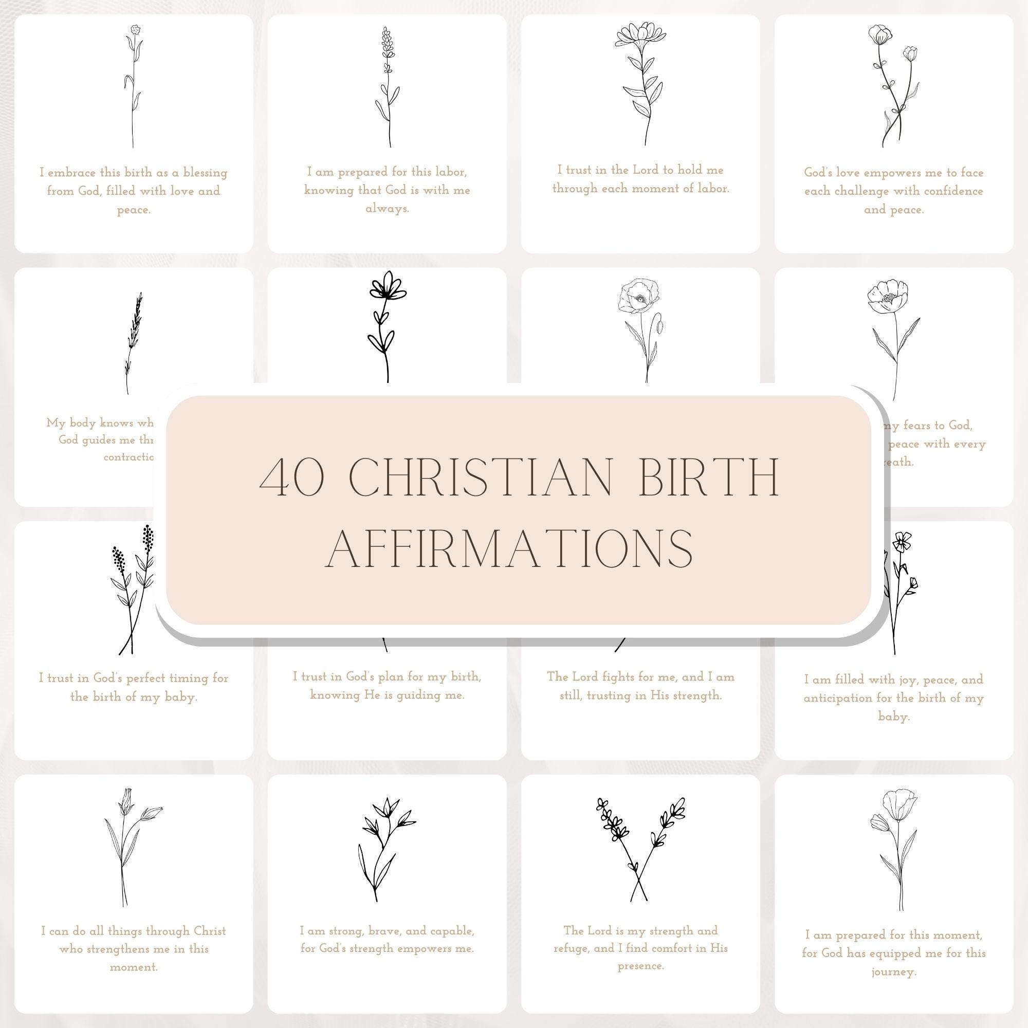 40 Christian Birth Affirmation Cards – Printable Digital Download for ...