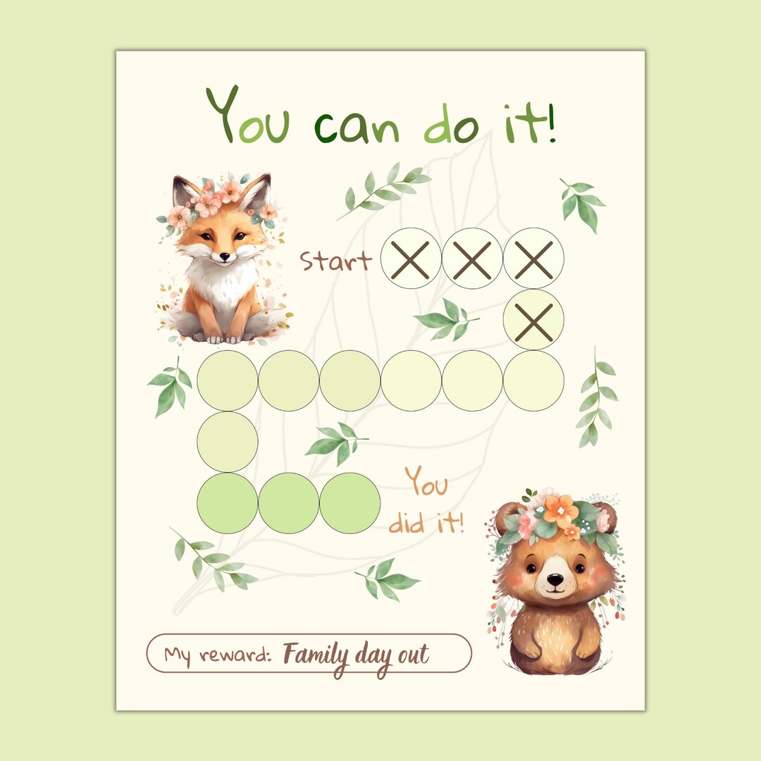 Woodland Animal Reward Chart, Kids Behavior Tracker (printable) - Etsy