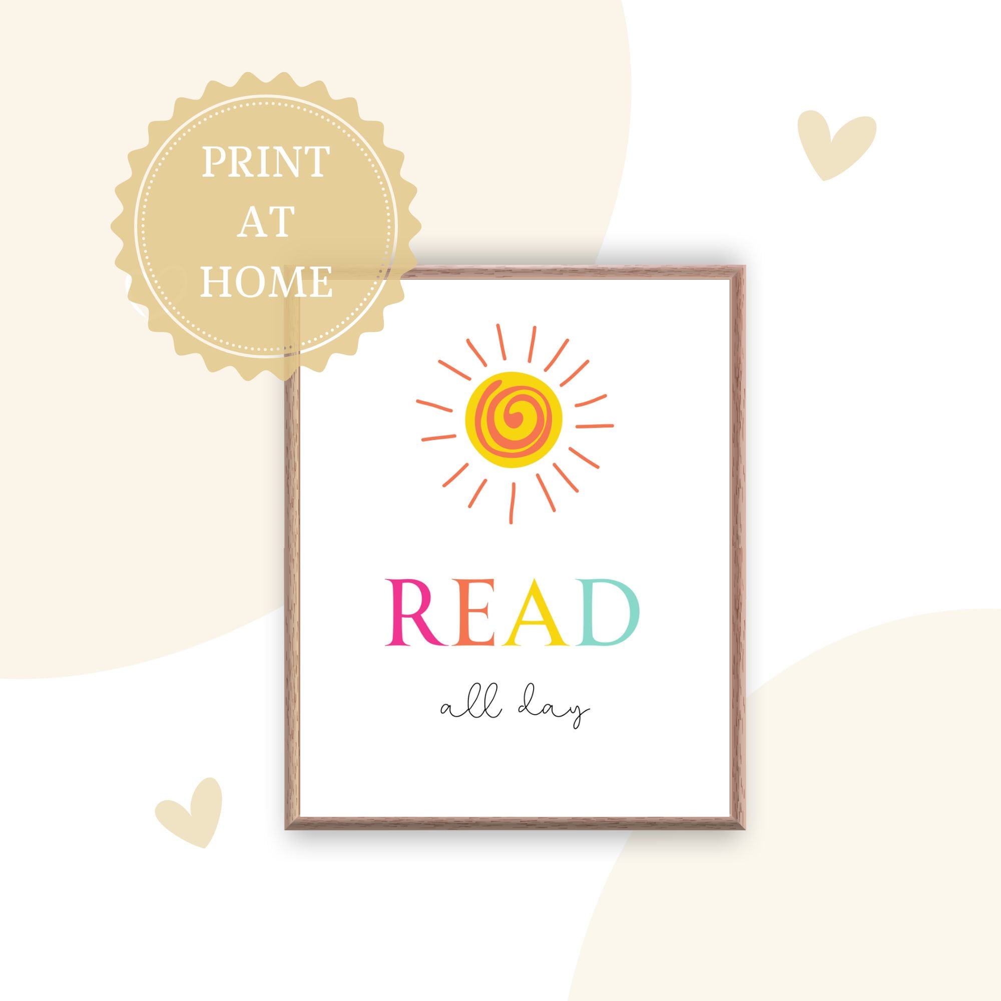 Read All Day Printable Sign | Reading Corner Decor | Let's Read Print ...