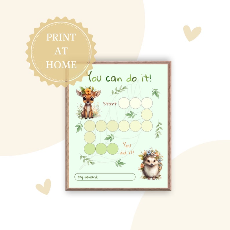 Forest Animal Reward Chart for Kids, Potty Training Reward Chart, Good ...
