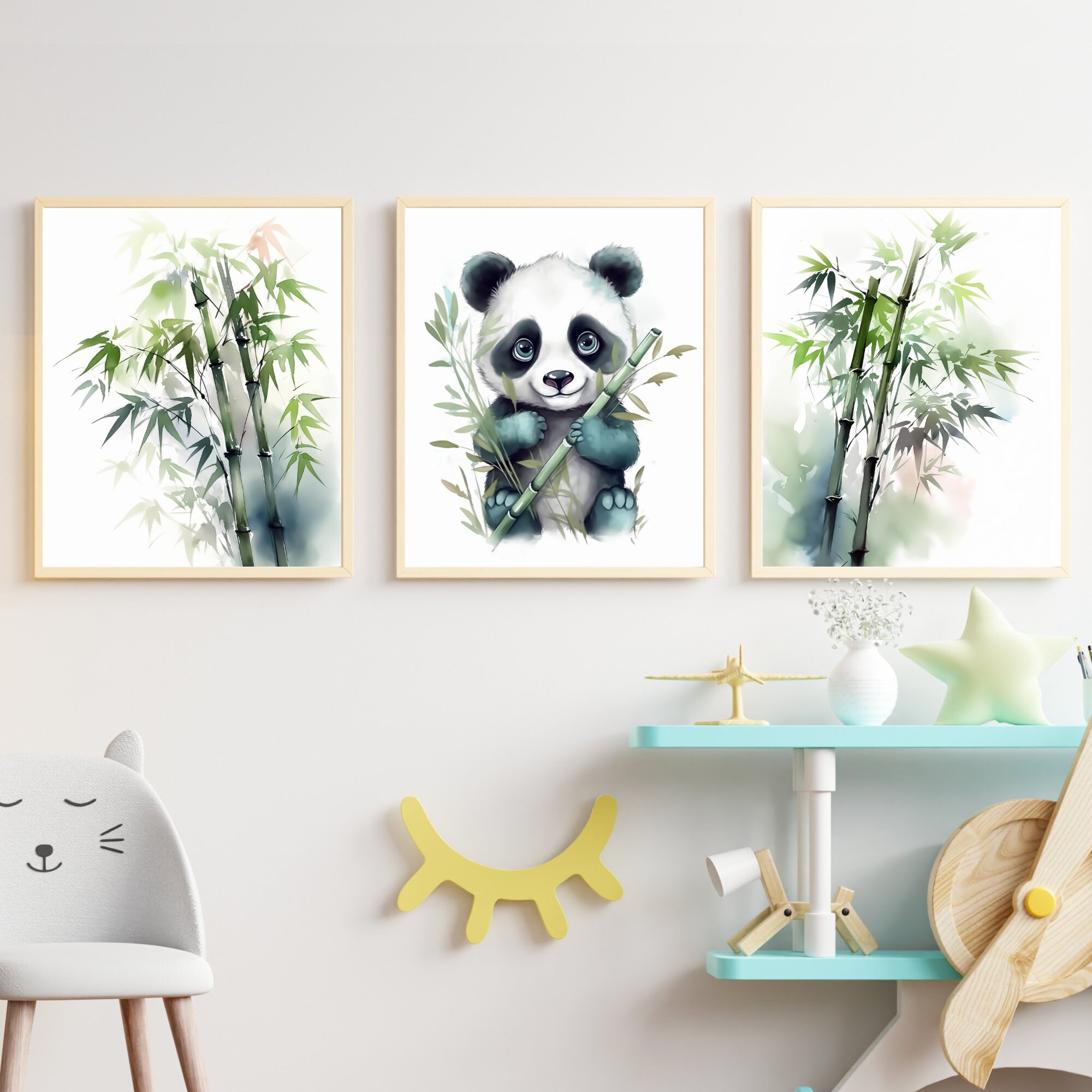 Set of 3 Panda Printables, Baby Panda Nursery, Cute Panda Nursery ...