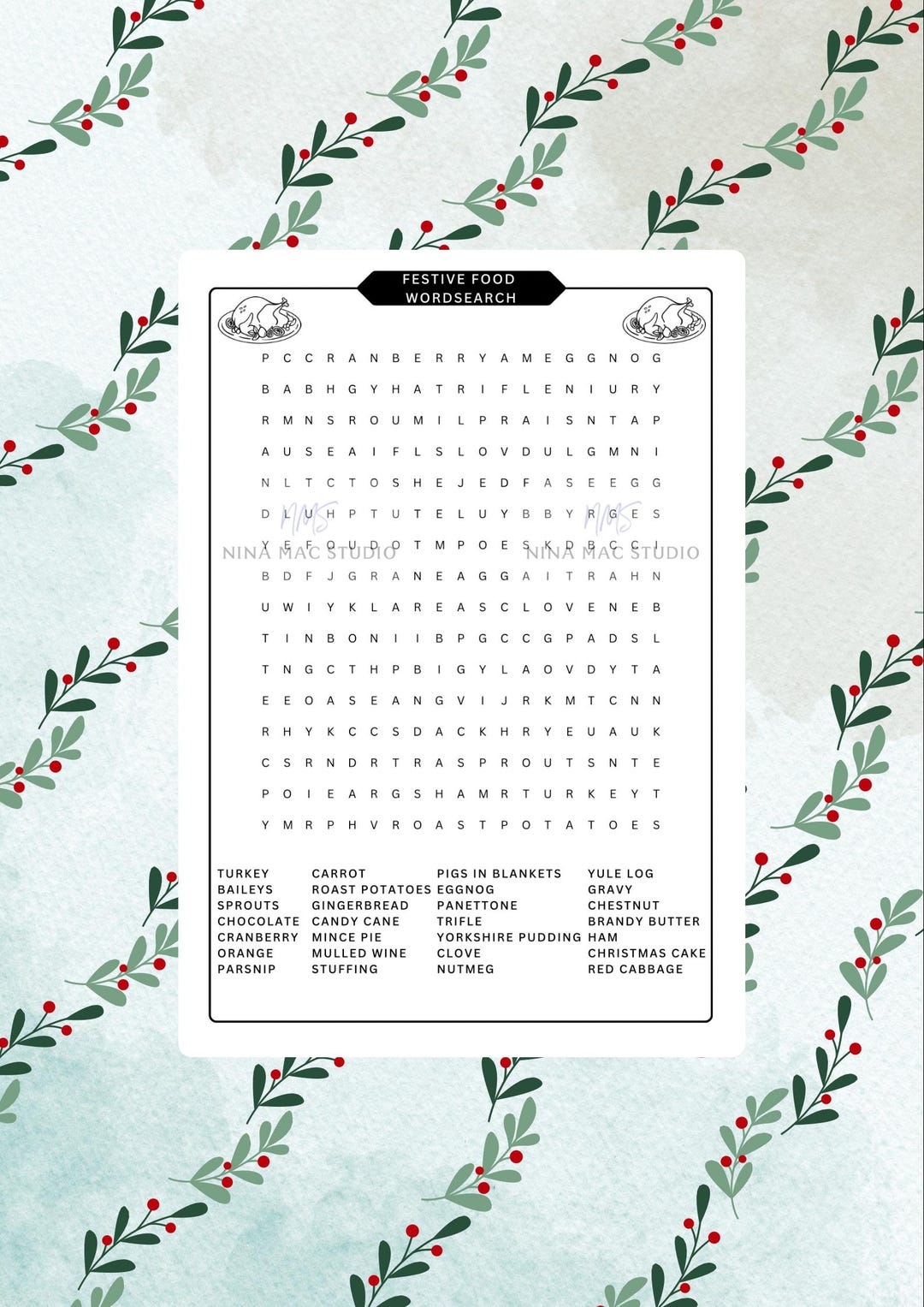 Festive Food Christmas Word Search for Kids Digital Download - Etsy