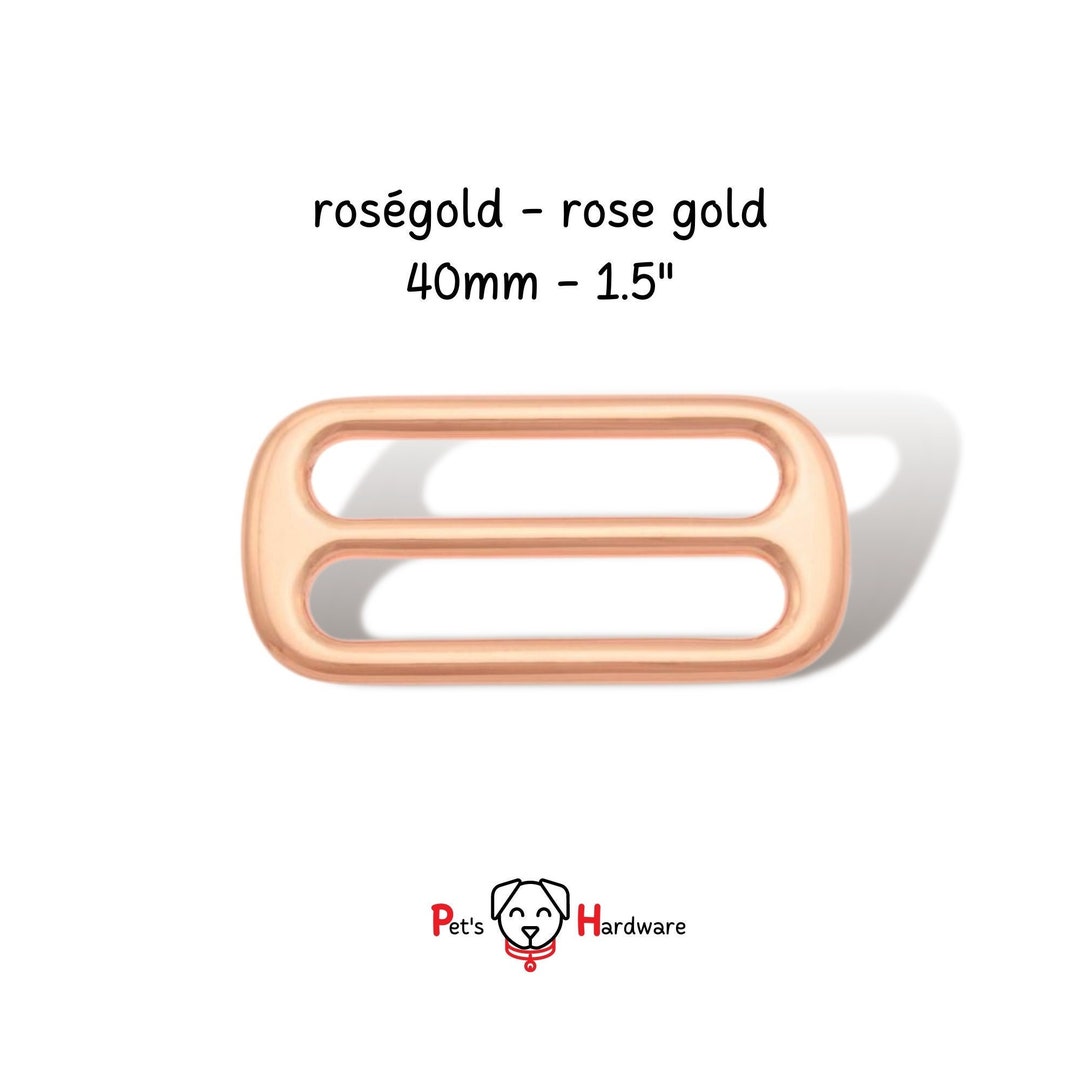 Metal Slider 1.5" Rose Gold Adjuster, 4cm Collar Hardware, Triglide ...
