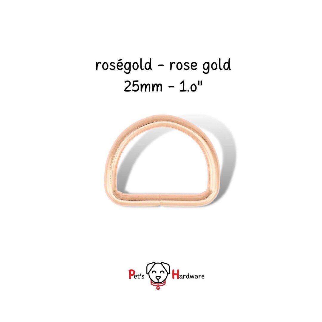 D-ring Metal 1" Rose Gold D Ring, Dog Collar Hardware 2,5cm, DIY Purse ...