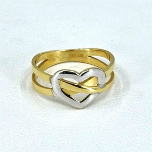 14k Solid Gold Two Tone Heart Ring Size 7 - Etsy