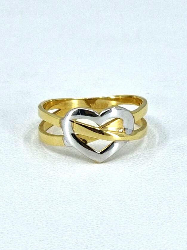 14k Solid Gold Two Tone Heart Ring Size 7 - Etsy