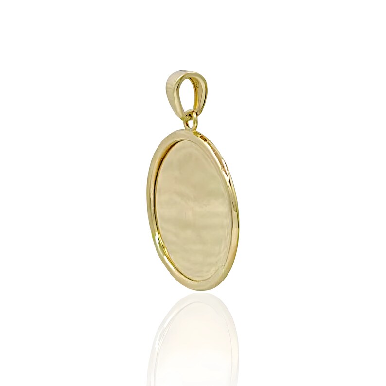 14K Gold Mirror Pendant, 14K Solid Gold, 14k Gold Jewelry - Etsy