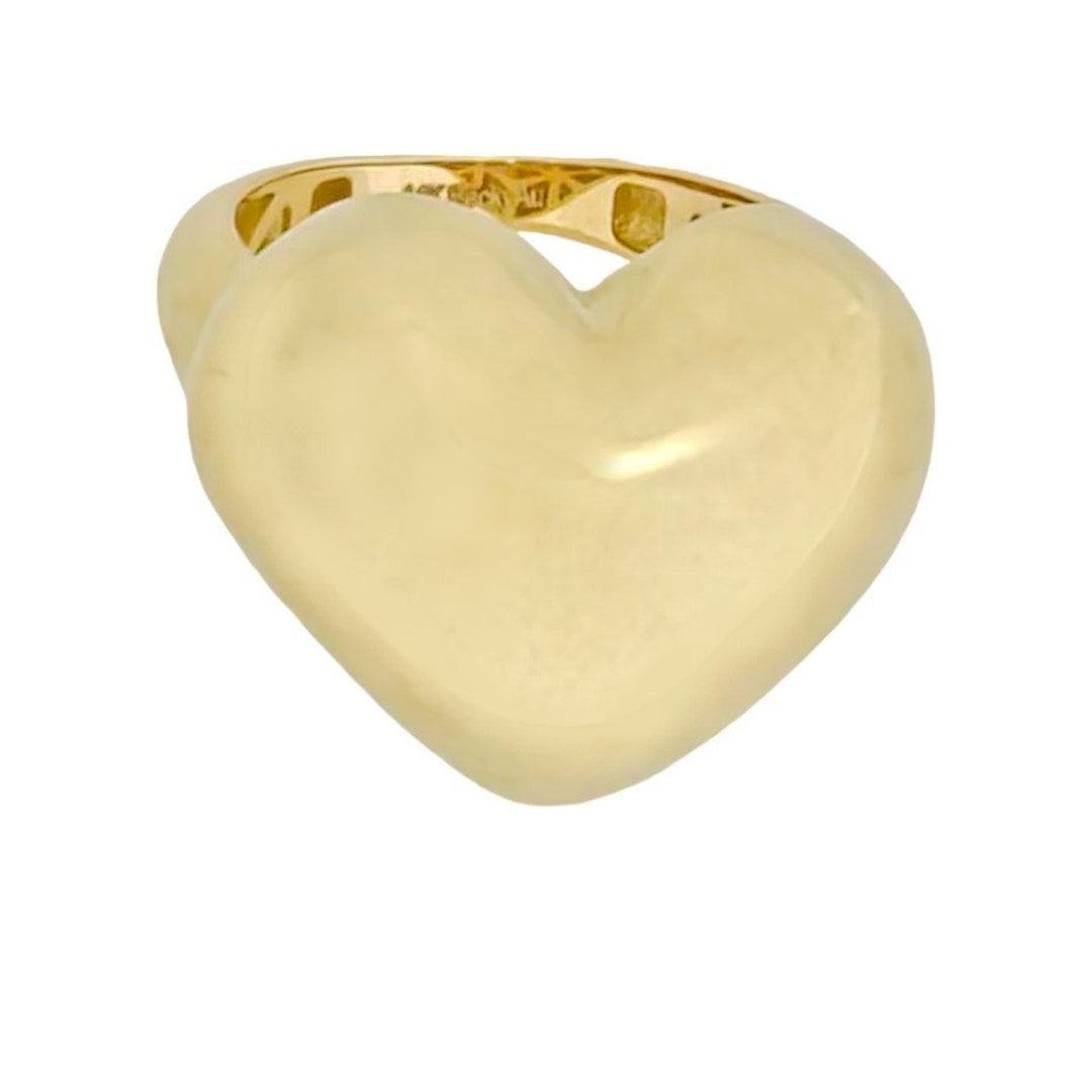 14k Solid Gold Puff Heart Shaped Ring, 14k Gold Jewelry, Sizes 6/7/8 - Etsy