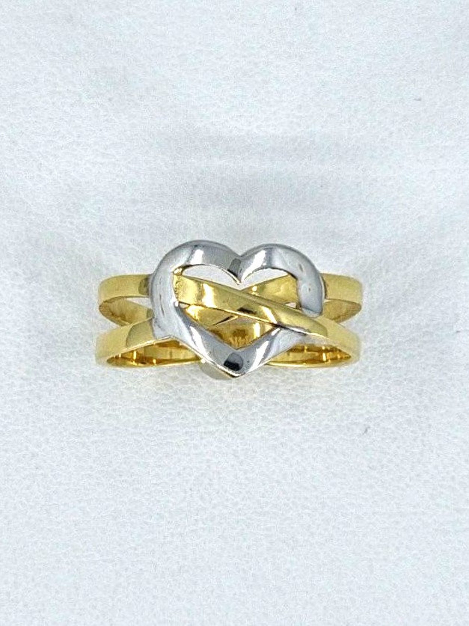 14k Solid Gold Two Tone Heart Ring Size 7 - Etsy