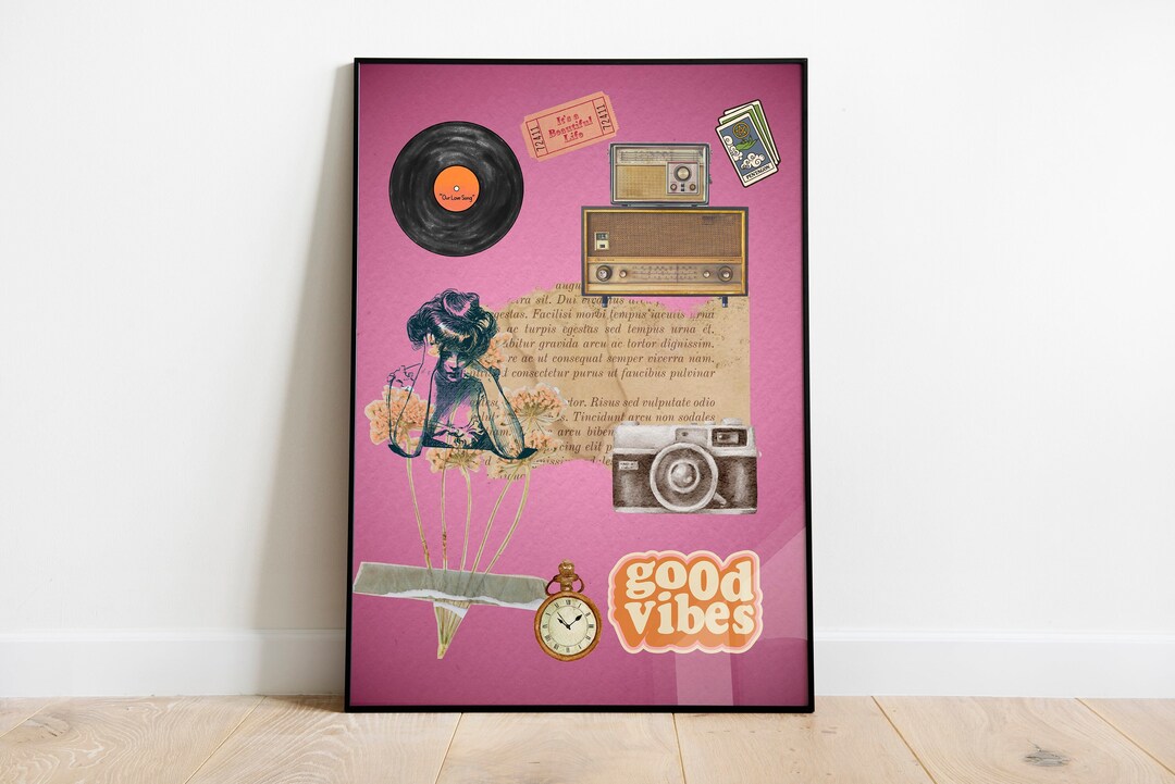 Retro Collage Art Print, Vintage Camera, Radio (digital Download) - Etsy