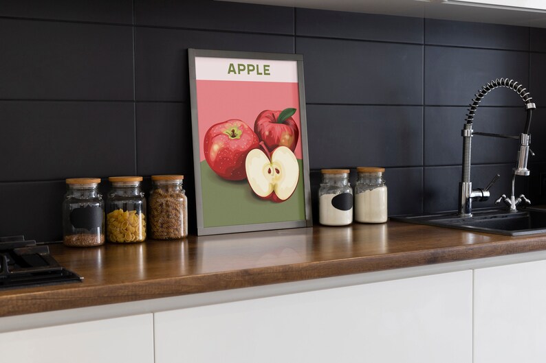 Apple Fruit Kitchen Wall Art, Apple Kitchen Poster, Kitchen Prints ...