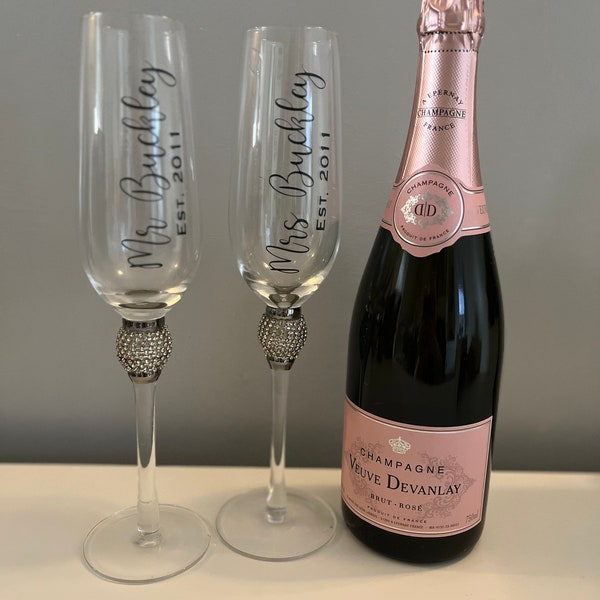 Personalised Champagne Flutes - Etsy UK