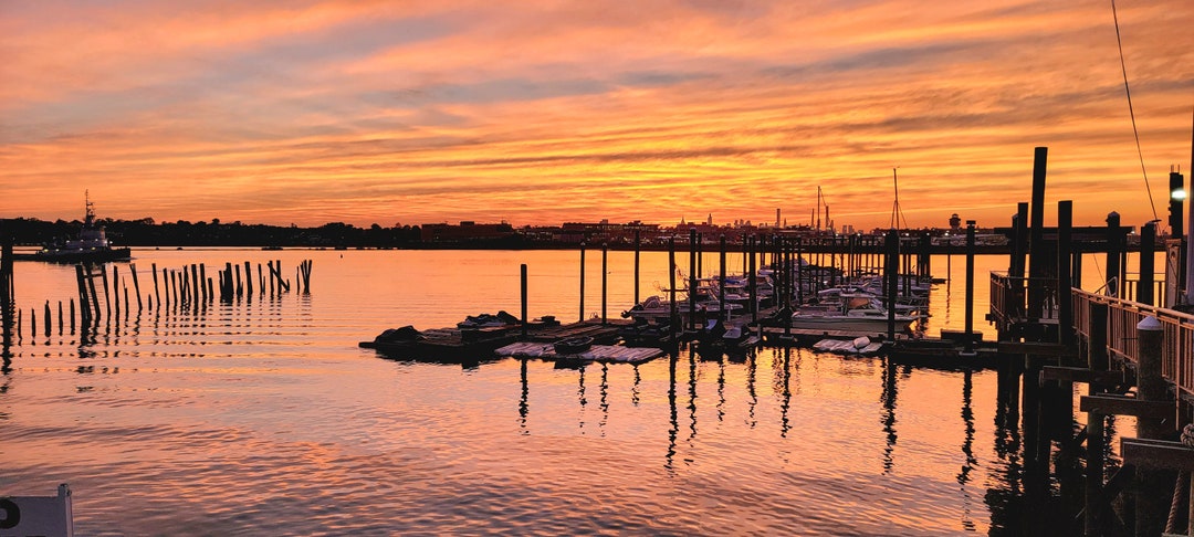 Full Color Landscape Photograph Sunset by the Docks Vivid Colors ...