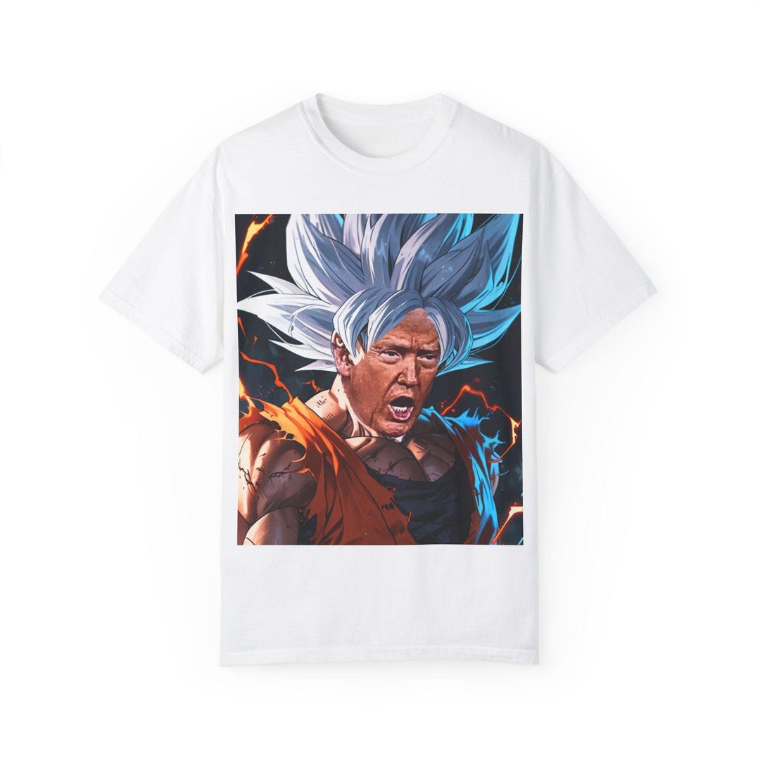 Goku-trump T-shirt Featuring Bold Graphic Design, Dragonball Inspired ...