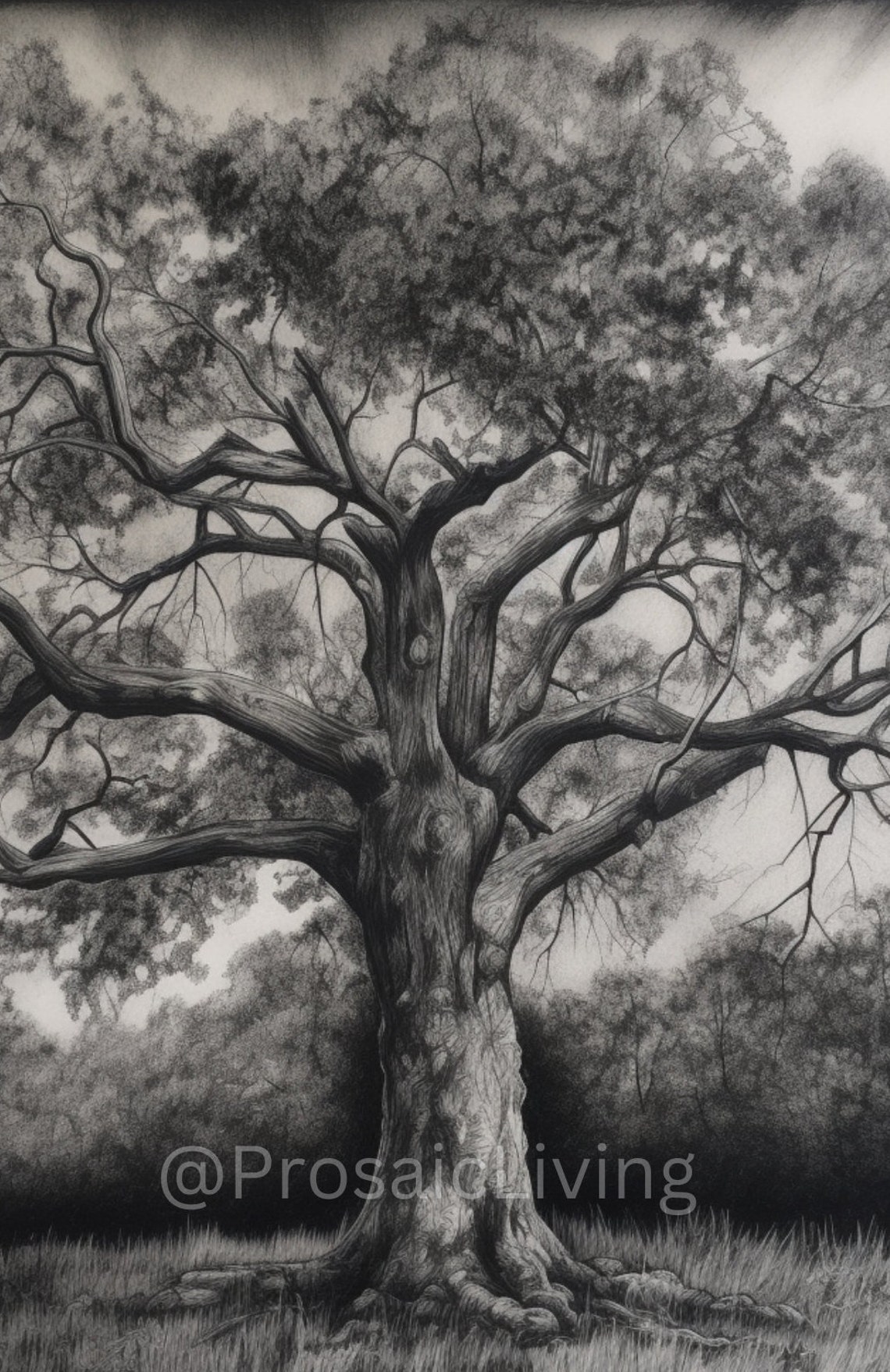 Digital Art Charcoal Tree Instant Download and Print Digital - Etsy