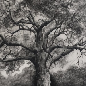 Digital Art Charcoal Tree Instant Download and Print Digital - Etsy
