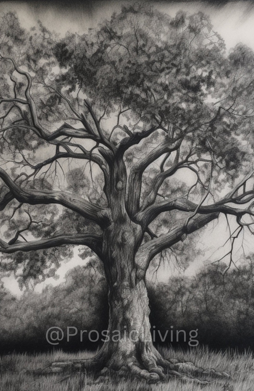 Digital Art Charcoal Tree Instant Download and Print Digital - Etsy