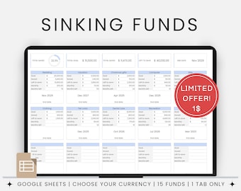 Sinking Funds Tracker Google Sheets Excel Spreadsheet Savings - Etsy