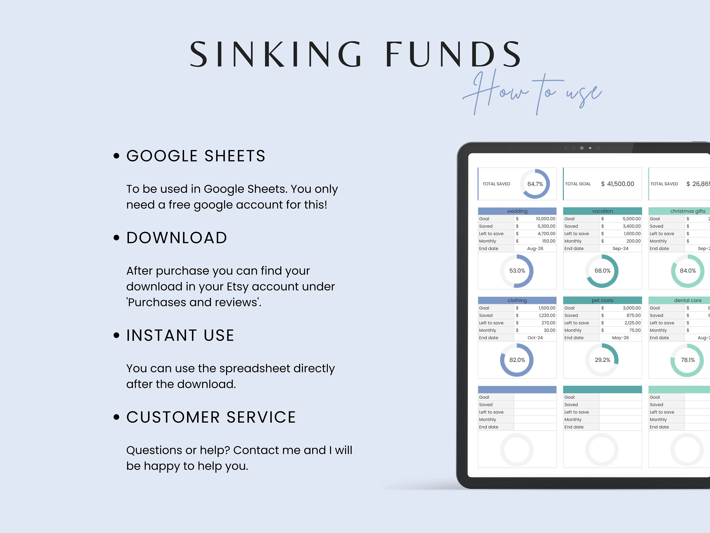 Sinking Funds Tracker Google Sheets Budget Template Budget Spreadsheet ...