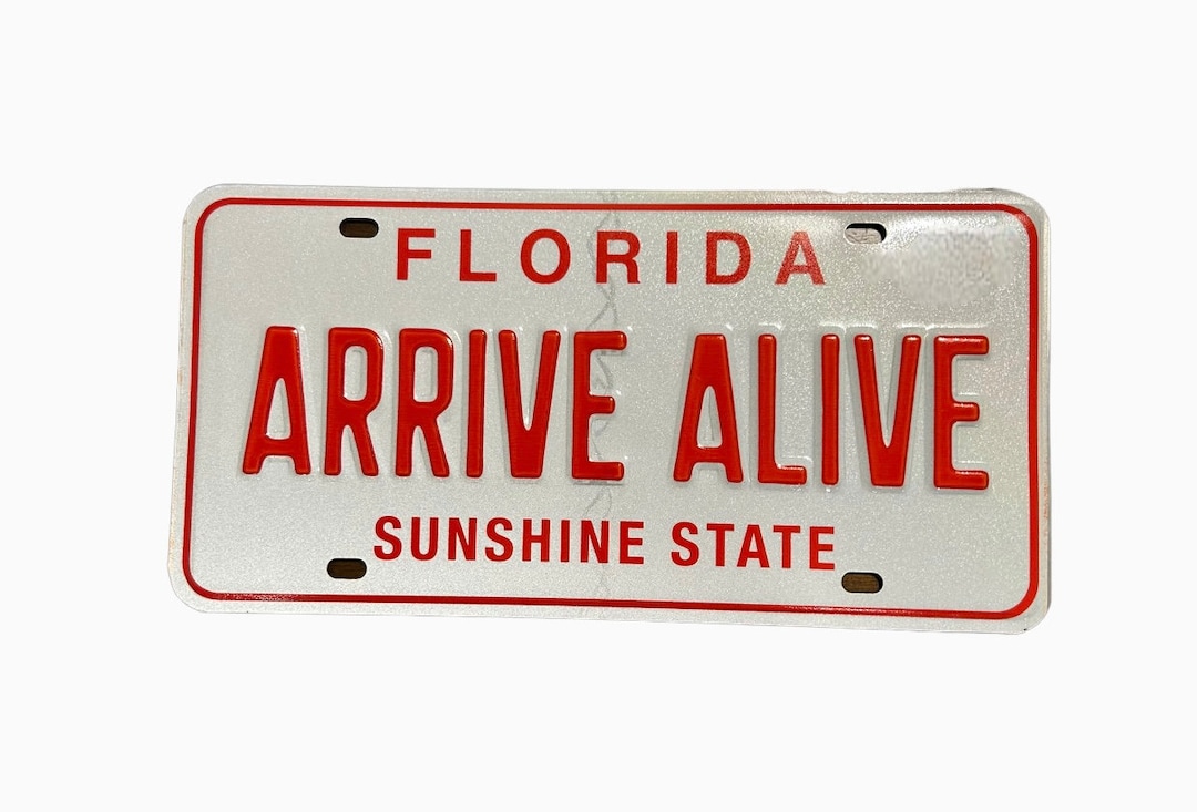 Florida Arrive Alive ORANGE & White Booster License Plate Sunshine ...