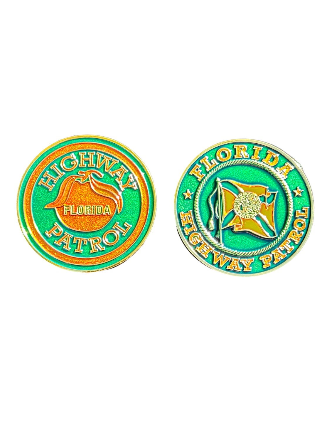 Florida Highway Patrol Orange & Green Door Decal and Shoulder Patch ...