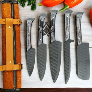 Damascus Steel Chef Set, Hand Forged Damascus Chef Set, Damascus Chef ...
