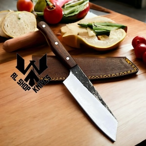 Hand Forged Japanese Style Kitchen Chef Knife, Handmade Kitchen Knives, Damascus Chef Knives ...