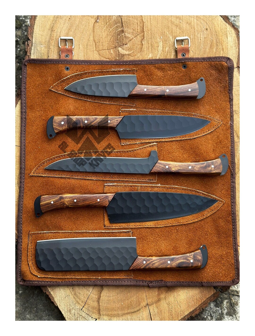5 Pcs Custom Handmade D2 Steel Chef Set, Chef Knives, Damascus Chef ...