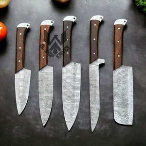 Damascus Steel Chef Set, Hand Forged Damascus Chef Set, Damascus Chef ...